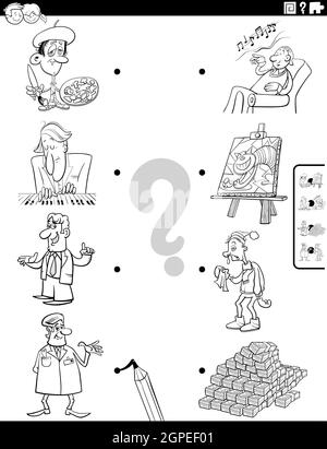 match people characters and objects coloring book page Stock Vector ...