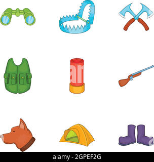 Hunting axe icon cartoon vector. Hunter equipment. Case tent Stock ...