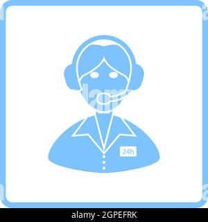 24 Hour Operator Icon. Blue Frame Design. Vector Illustration Stock ...