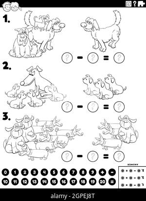 counting dogs educational game for kids coloring book page Stock Vector ...