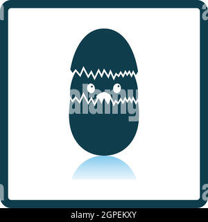 Easter Chicken In Egg Icon. Black on Orange Background. Vector ...