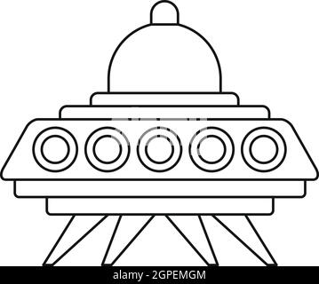 UFO line icon. Outer space alien flying saucer outline style pictogram ...