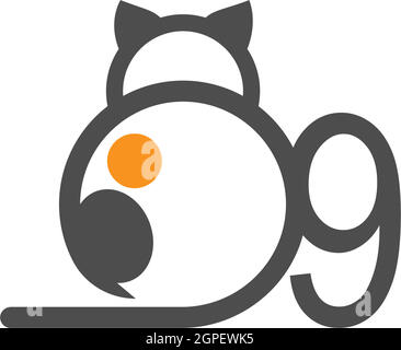 Cat icon logo with number 9 template design vector illustration Stock ...