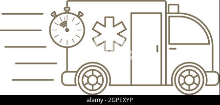 Fast Ambulance Car Icon. Editable Bold Outline With Color Fill Design ...