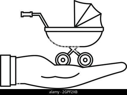 baby stroller line icon, outline symbol, vector illustration, concept ...