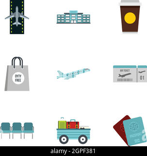 airport icons set in flat design with long shadow Stock Vector Image ...