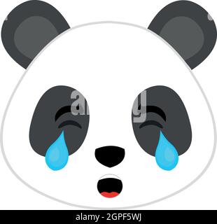 Sad Panda Crying Tears Weeping Cartoon Illustration Vector Drawing ...