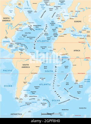 detailed vector map of the Atlantic Ocean Stock Vector Image & Art - Alamy