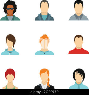 Types of avatar icons set. Flat illustration of 9 types of avatar ...