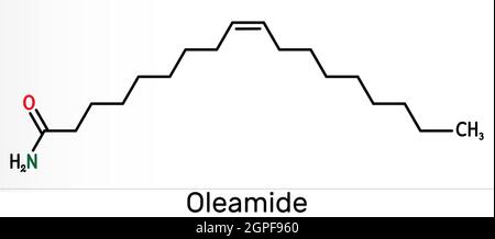 Oleamide molecule. It is fatty amide derived from oleic acid. Molecular ...