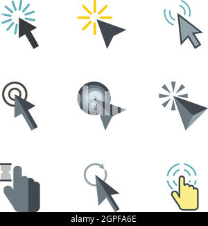 Cursor click icons circle set vector isolated on white background Stock Vector Image & Art - Alamy