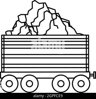 Coal outline vector icon. Thin line black coal icon, flat vector simple ...