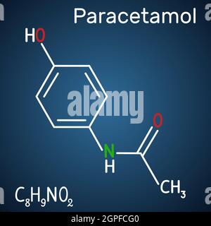Paracetamol molecular structure on white background. Skeletal chemical ...
