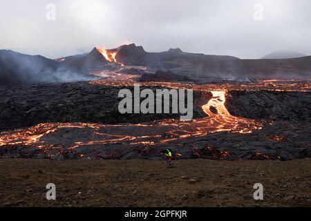 volcano erupting from aerial point of view Stock Photo - Alamy