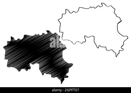 Gurgaon district (Haryana State, Republic of India) map vector ...