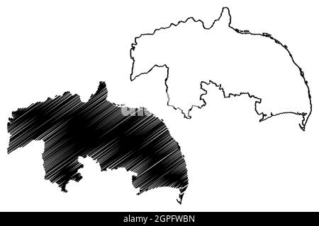 Guntur district (Andhra Pradesh State, Republic of India) map vector ...