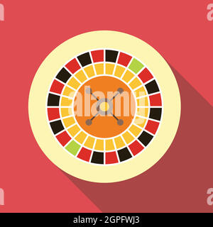Roulette Table Icon. Flat Circle Stencil Design With Long Shadow ...