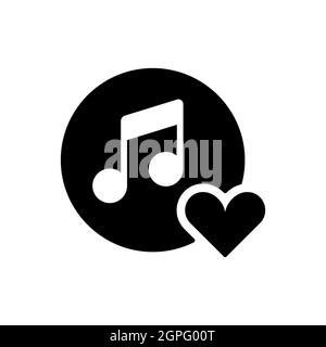 Musical note icon and favorite, like, love, care symbol. Like music ...