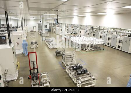 Workers at the Envision AESC Cell manufaucturing area for electric ...