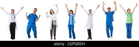 Portrait of doctors and nurses cheering Stock Photo - Alamy