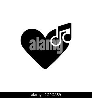 Like music glyph icon. Musical note icon, music icon with heart sign ...