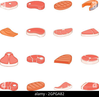 Butcher icons set, cartoon style Stock Vector Image & Art - Alamy