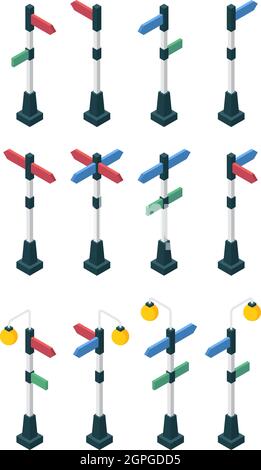 Road signs isometric set street object Stock Vector Image & Art - Alamy