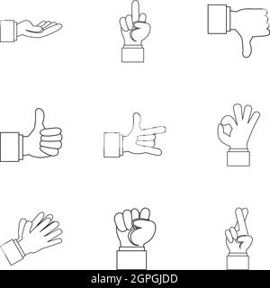 Hand icons set, outline style Stock Vector Image & Art - Alamy