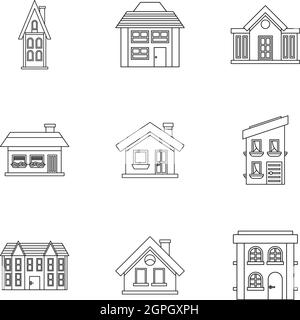 Apartment building outline icons collection. Apartment, Building, Block ...