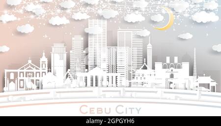Cebu City Philippines Skyline Silhouette. Hand Drawn Sketch. Business ...