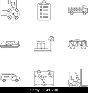 Warehouse vector line icons set. warehouse, storage, depot, facility ...
