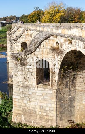 BYALA, BULGARIA - NOVEMBER 2, 2020: Nineteenth-century bridge over the ...