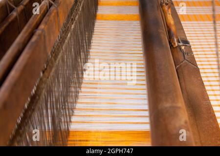 Weaving handloom for pattern and background Stock Photo - Alamy
