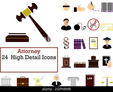 Attorney Icon Set. Flat Color Outline Design With Editable Stroke ...