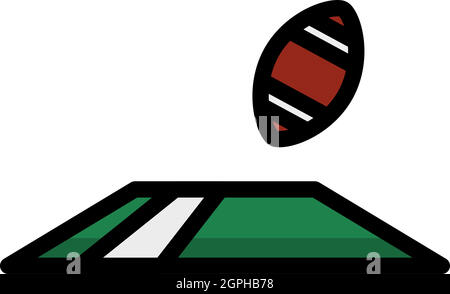 American Football Touchdown Icon. Thin Line With Blue Fill Design ...