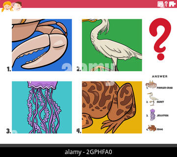 guess cartoon animal characters educational game for kids Stock Vector ...