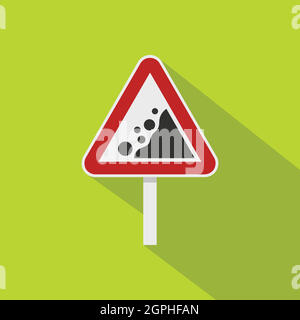 Rockfall traffic sign icon, flat style Stock Vector Image & Art - Alamy