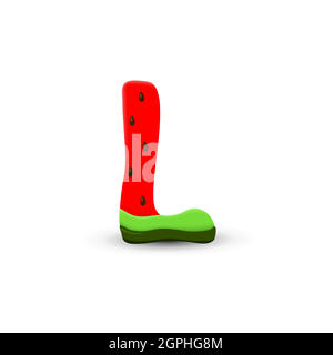 Watermelon letter A, 3d vector icon over white background Stock Vector ...