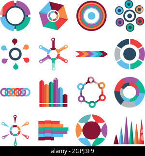 Chart organization flat icons set vector illustration. Hierarchy ...