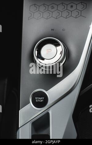 Media and navigation control buttons of a Modern car. Car interior ...