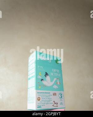 Volkovysk, Belarus - September 24, 2021: Milk dry drink BELLAKT OPTI ...