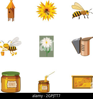 Apiary cartoon icons set isolated on white background Stock Vector ...