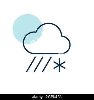 Raincloud with snow vector icon. Meteorology sign. Graph symbol for ...
