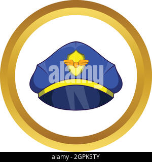 Blue pilot cap with badge icon, cartoon style Stock Vector Image & Art ...