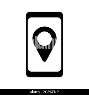 Smartphone with pin location style icon vector. Navigation sign. Graph ...