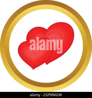 two red hearts icon or symbol for love or romantic relationship vector ...