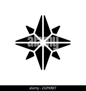 Compass wind rose vector glyph icon. Direction southeast. Meteorology ...