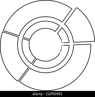 Pie chart icon. Outline pie chart vector icon color flat isolated Stock ...
