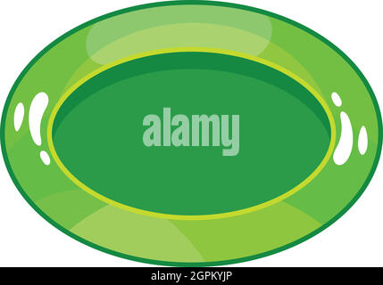 Oval green button icon. Cartoon illustration of oval green button ...