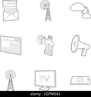 Internet connection icons set. Outline set of internet connection ...